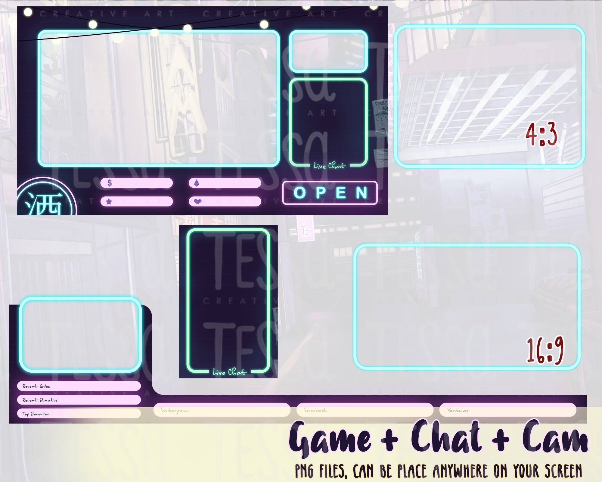 Animated Neon City Twitch Package Camera Twitch Overlay | Etsy