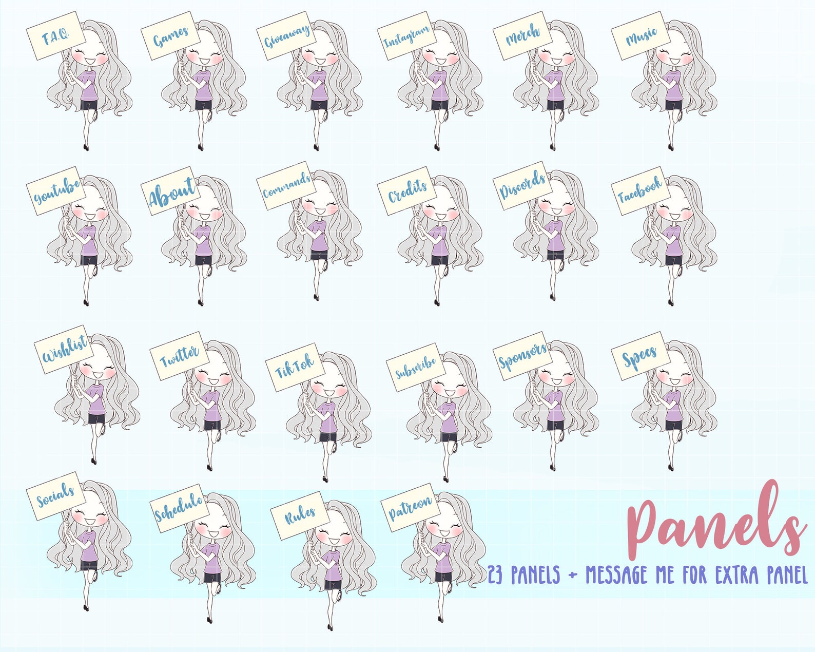 Sweet Chibi Girl Twitch Package Cute Twitch Overlay Chibi - Etsy