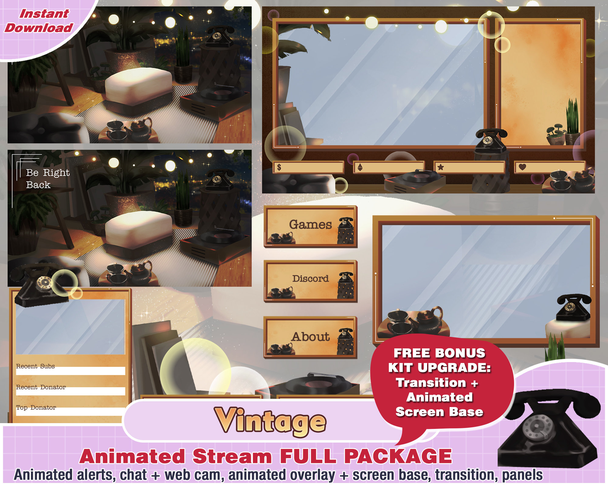 Digital Art & Collectibles panels animated old vintage twitch package ...