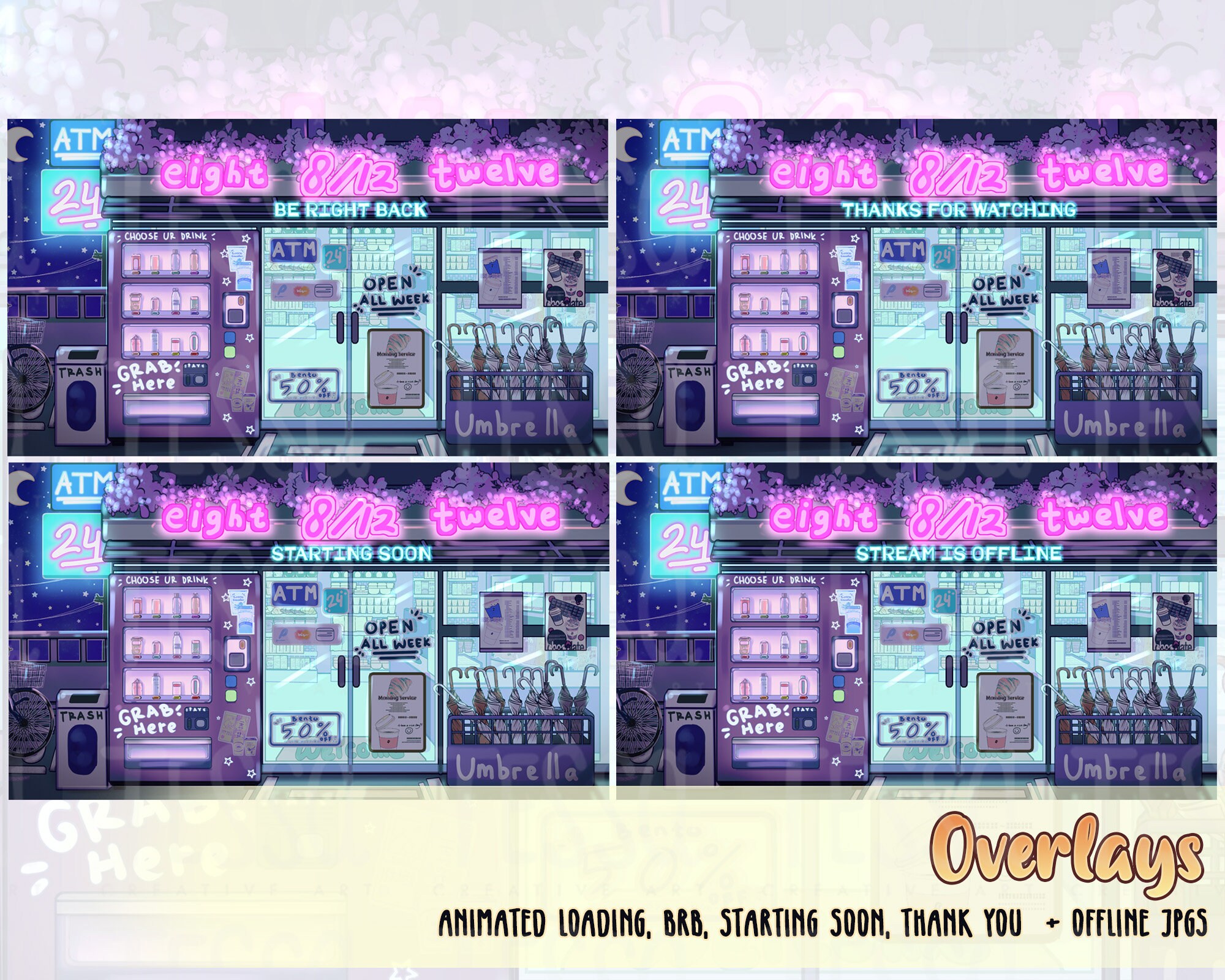 Animated Cute Mini Mart Twitch Package Twitch Cam Overlays - Etsy