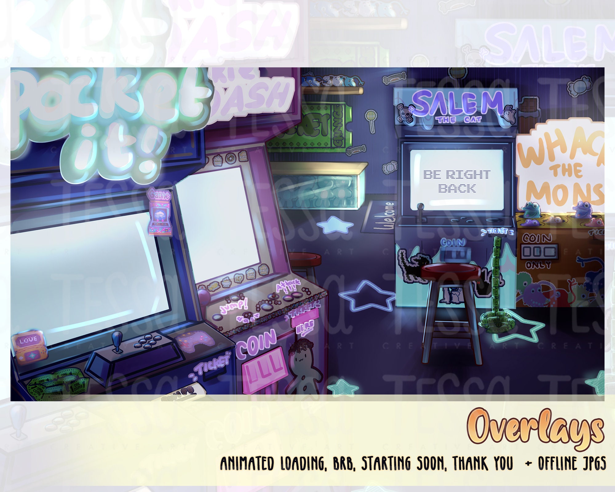 Animated Cute Old Arcade Twitch Package for Vtuber Streamer or | Etsy