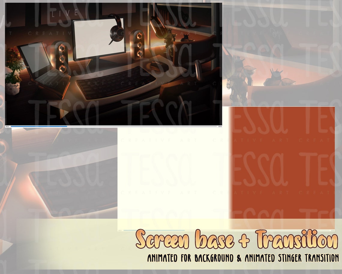 Animated Neon Gold Pc Setup Room Twitch Package Camera Twitch - Etsy