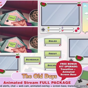 Animated Retro Old Time Twitch Package, Cute Twitch Overlay, Panels ...