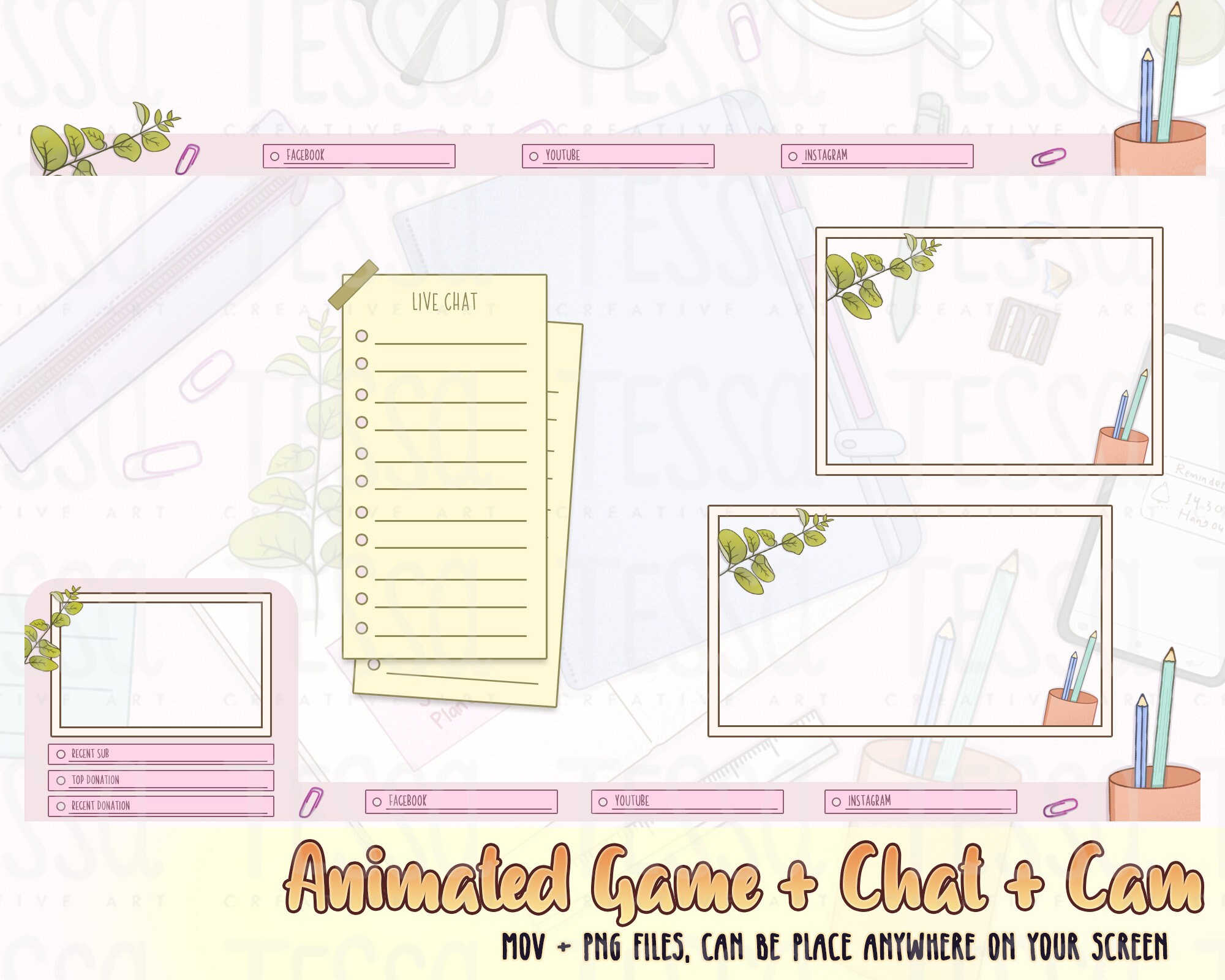 Animated Lofi Study My Desk Cute Twitch Overlay Package for - Etsy