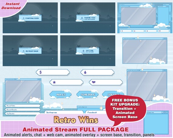 Retro Pixel Old Windows Twitch Package Retro Twitch Overlay - Etsy