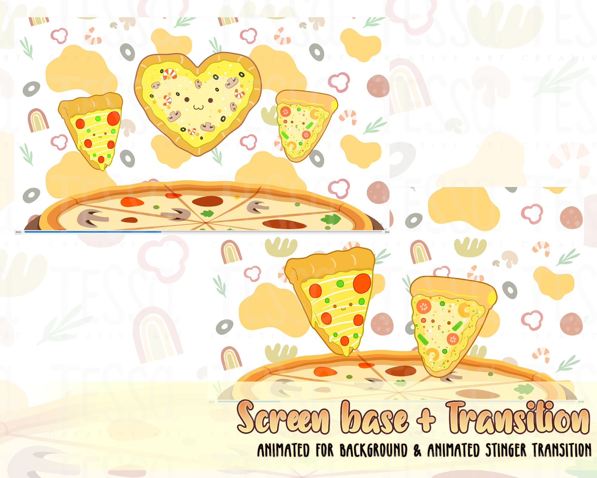 Animated Pizza Twitch Package Cute Twitch Overlay Pizza - Etsy