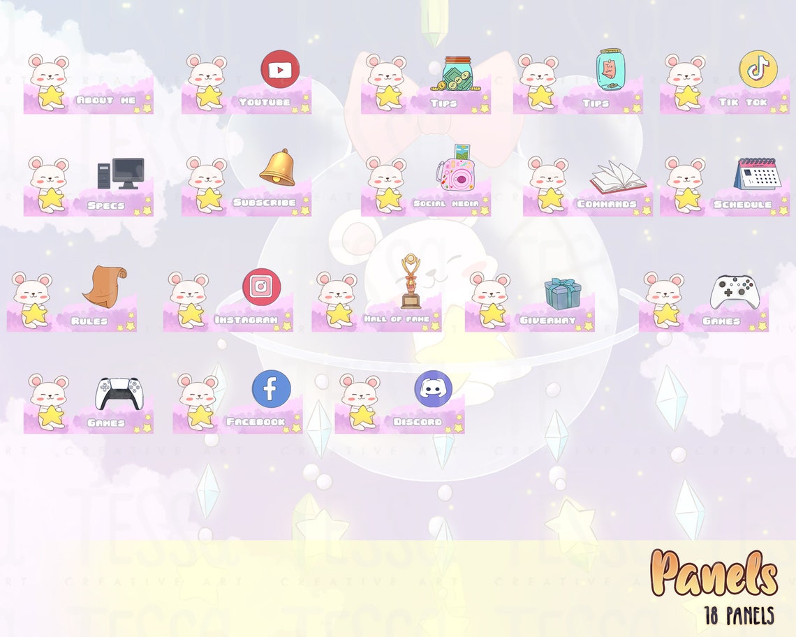 Animated Little White Mouse Twitch Package Kawaii Twitch Cam | Etsy