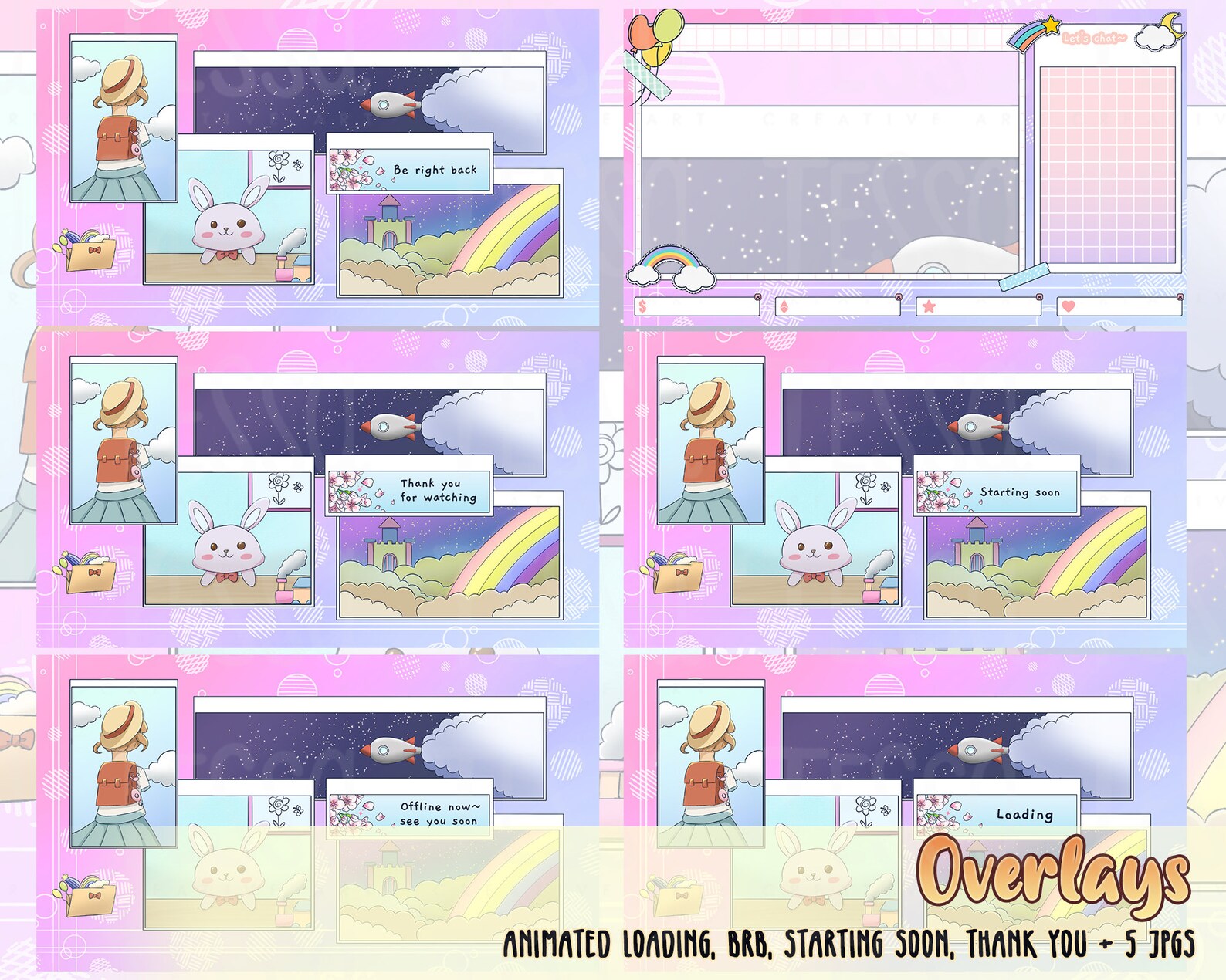 Animated Rainbow Cheer Twitch Package Kawaii Twitch Overlays - Etsy