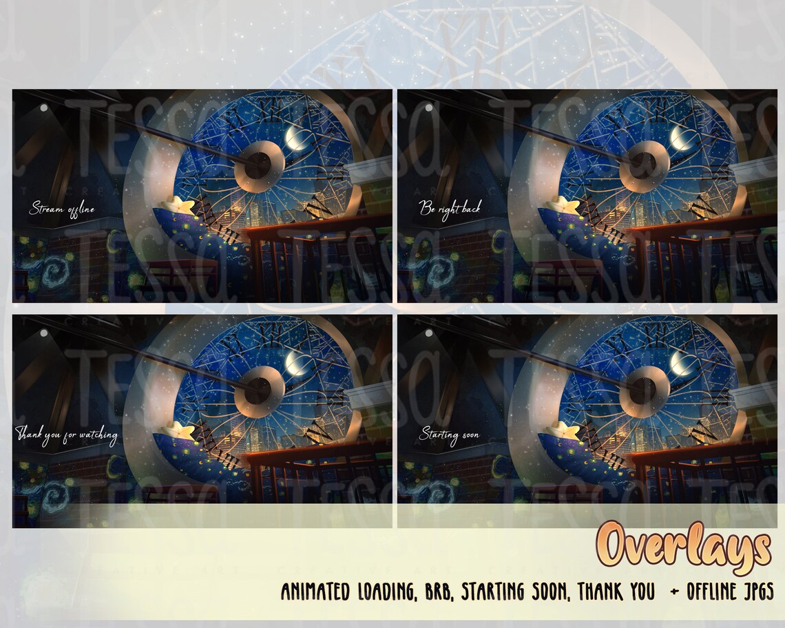 Animated Clock Tower Moon in Cozy Cute View Twitch Stream - Etsy