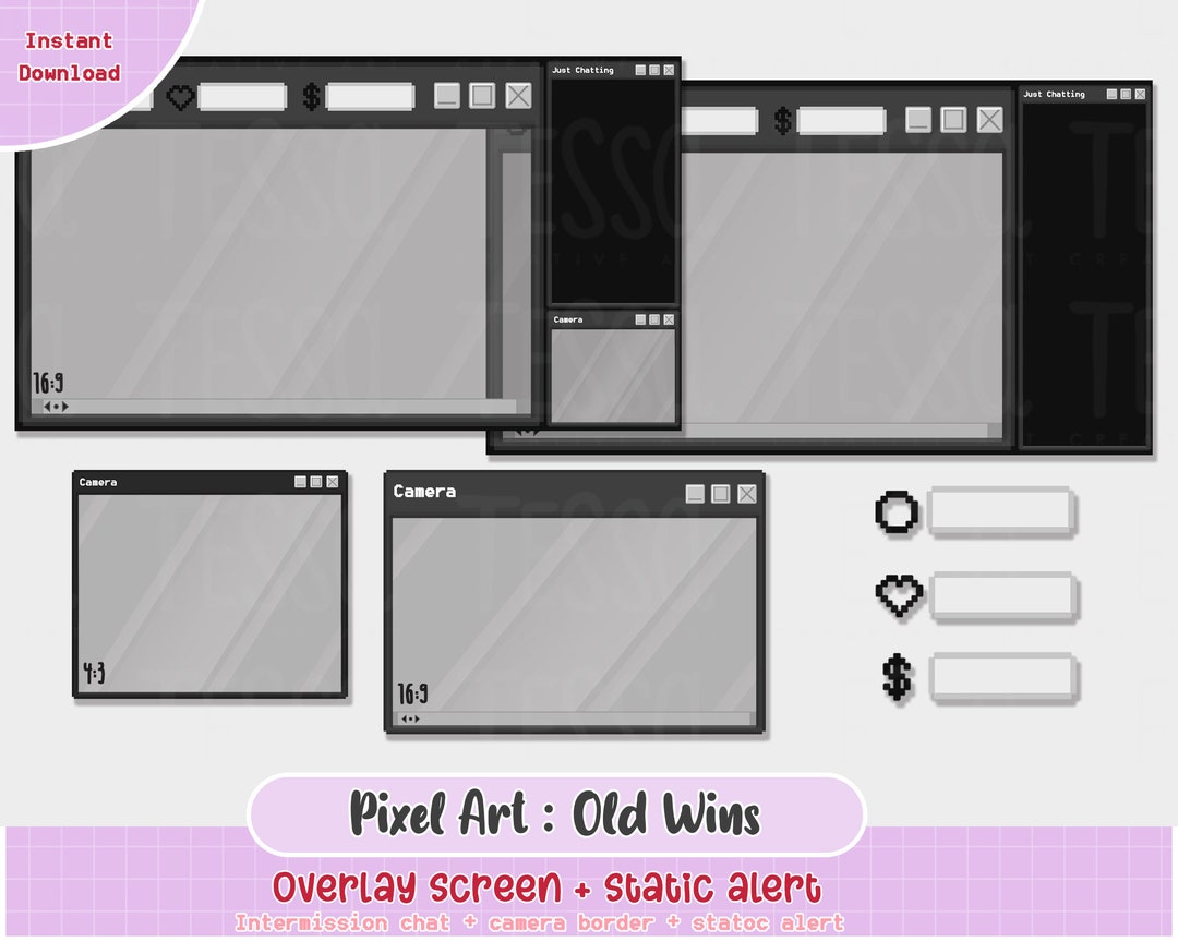 Old Window Pixel Style Twitch Live Camera Overlay, Twitch Stream Screen ...