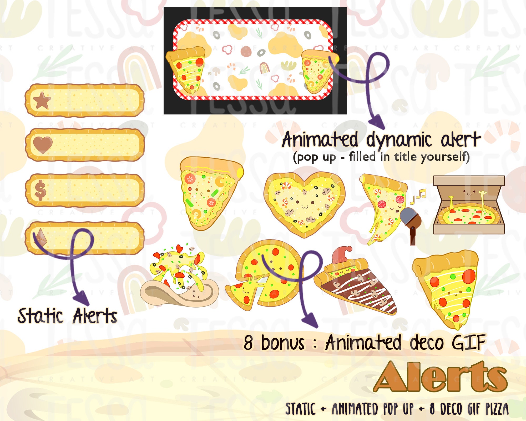 Animated Pizza Twitch Package Cute Twitch Overlay Pizza - Etsy