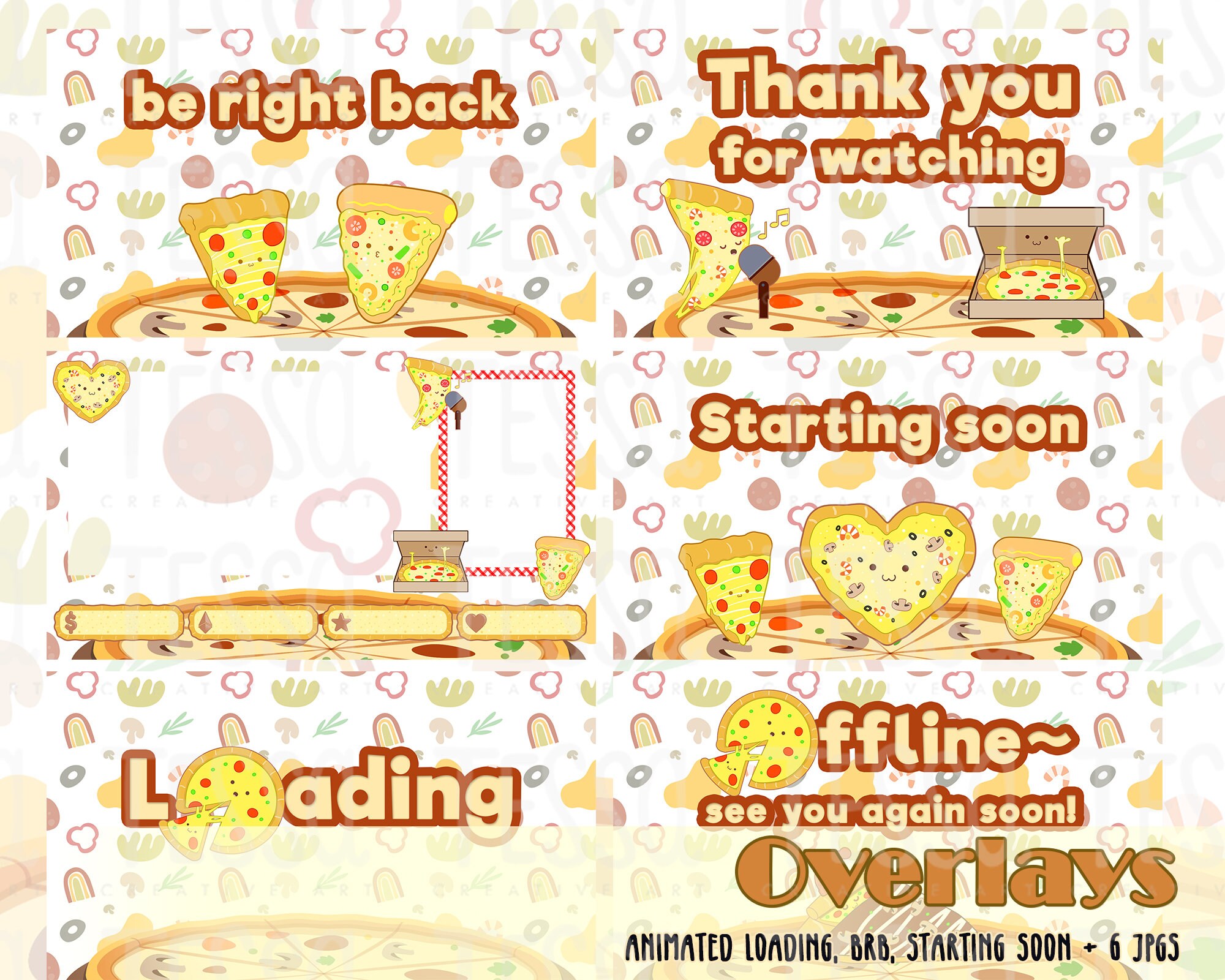 Animated Pizza Twitch Package Cute Twitch Overlay Pizza - Etsy