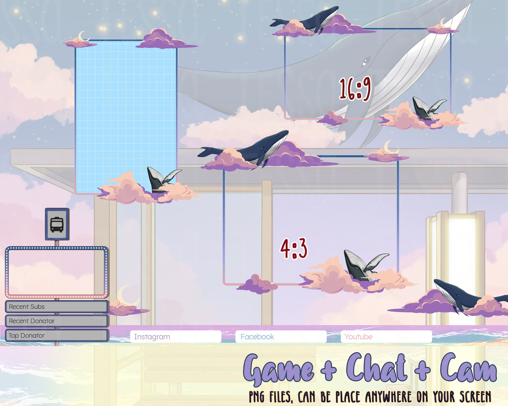 Animated Whale Bus Stop Twitch Package Kawaii Twitch Overlay - Etsy
