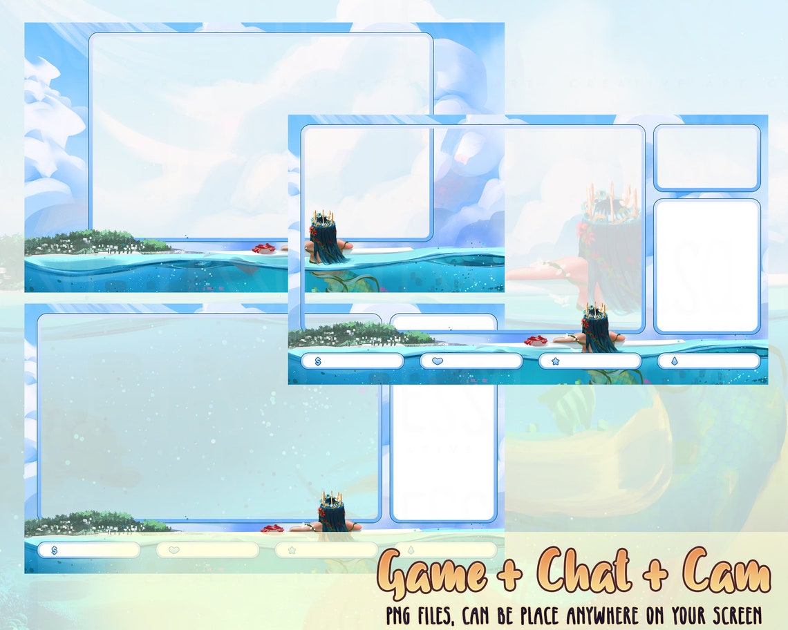 Animated mermaid princess twitch package: kawaii twitch | Etsy