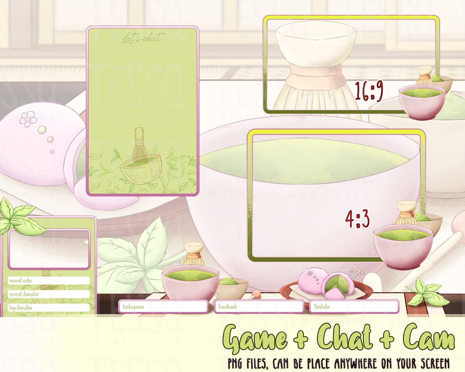 Animated Matcha Mochi Twitch Package Cam Twitch Overlay | Etsy