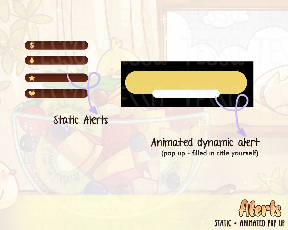 Animated Fruits Food Twitch Package Cam Cute Twitch Overlays | Etsy