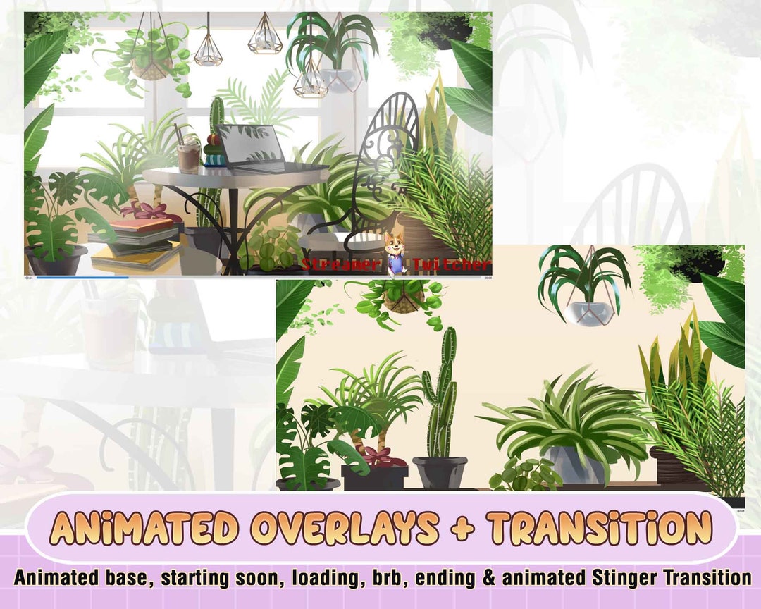 Animated Garden Plant Green Cute Twitch Overlays, Youtube Facebook ...