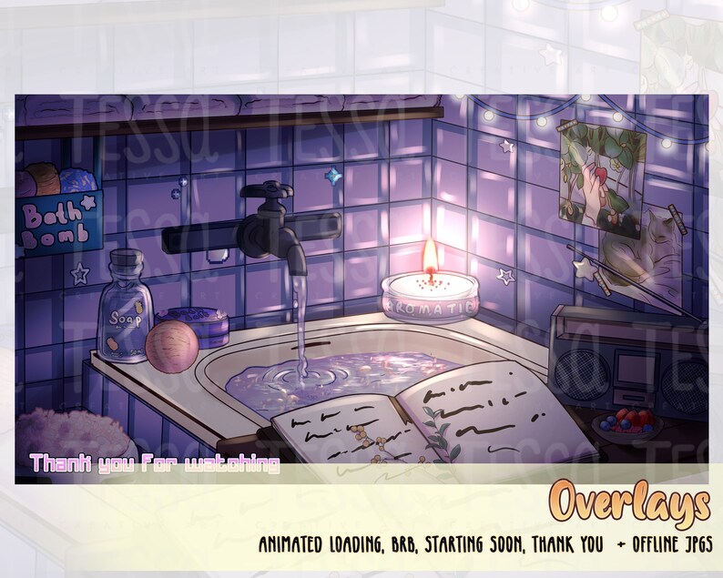 Animated Bath Tub Relax Twitch Stream Package Twitch - Etsy