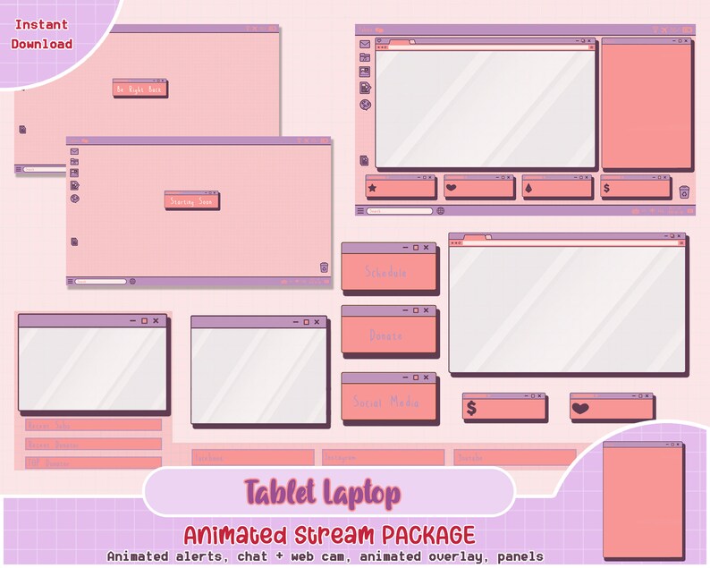 Animated retro browser tablet twitch package kawaii twitch | Etsy