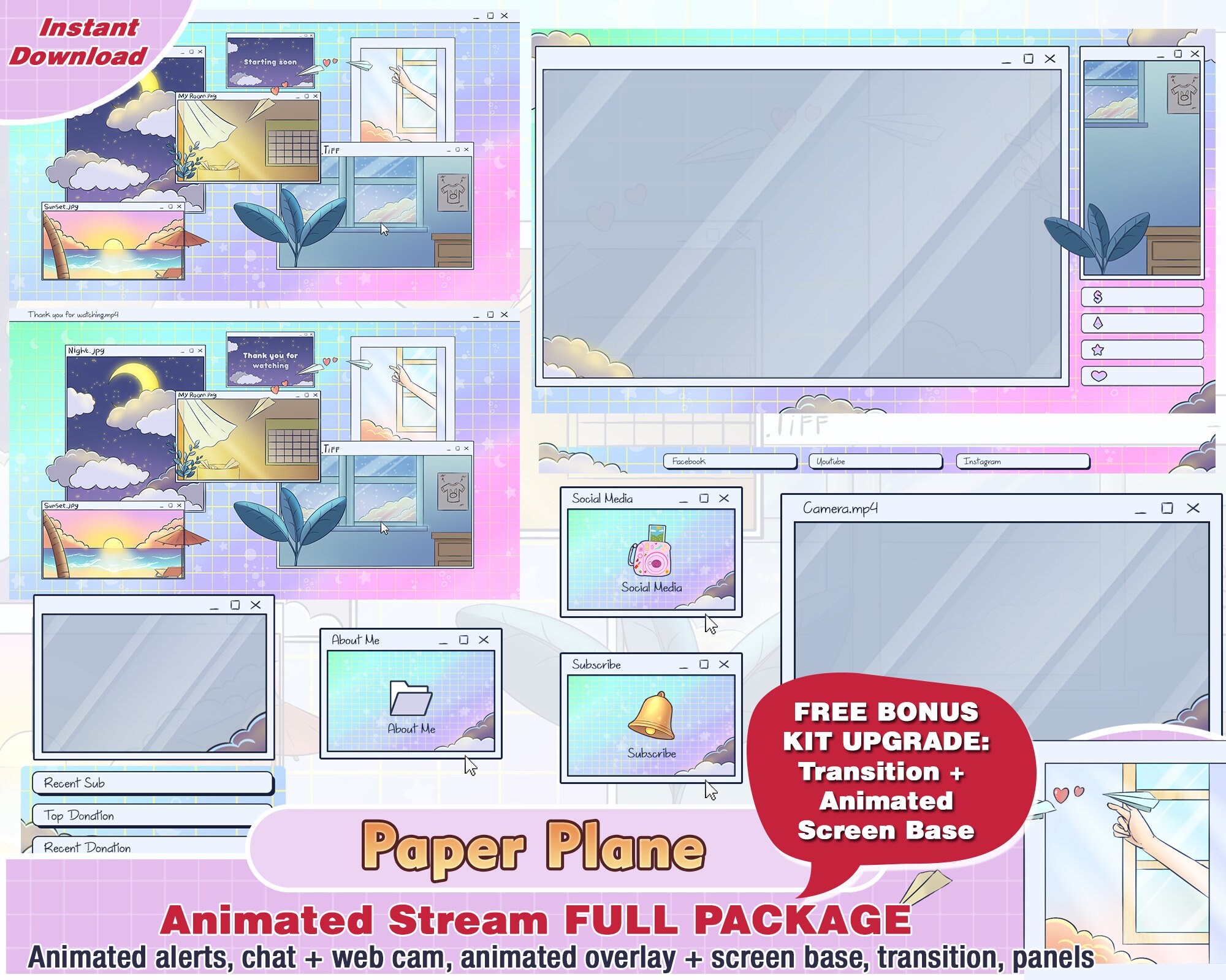 Animated Paper Plane Desktop Twitch Package: Cute Overlays - Etsy