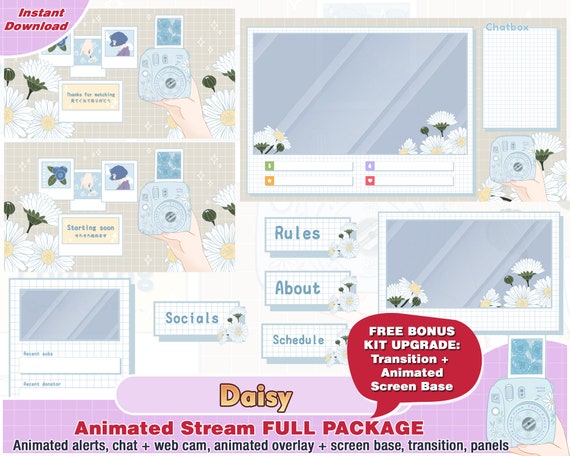 Animated Daisy Flower Cam Twitch Package Kawaii Twitch - Etsy