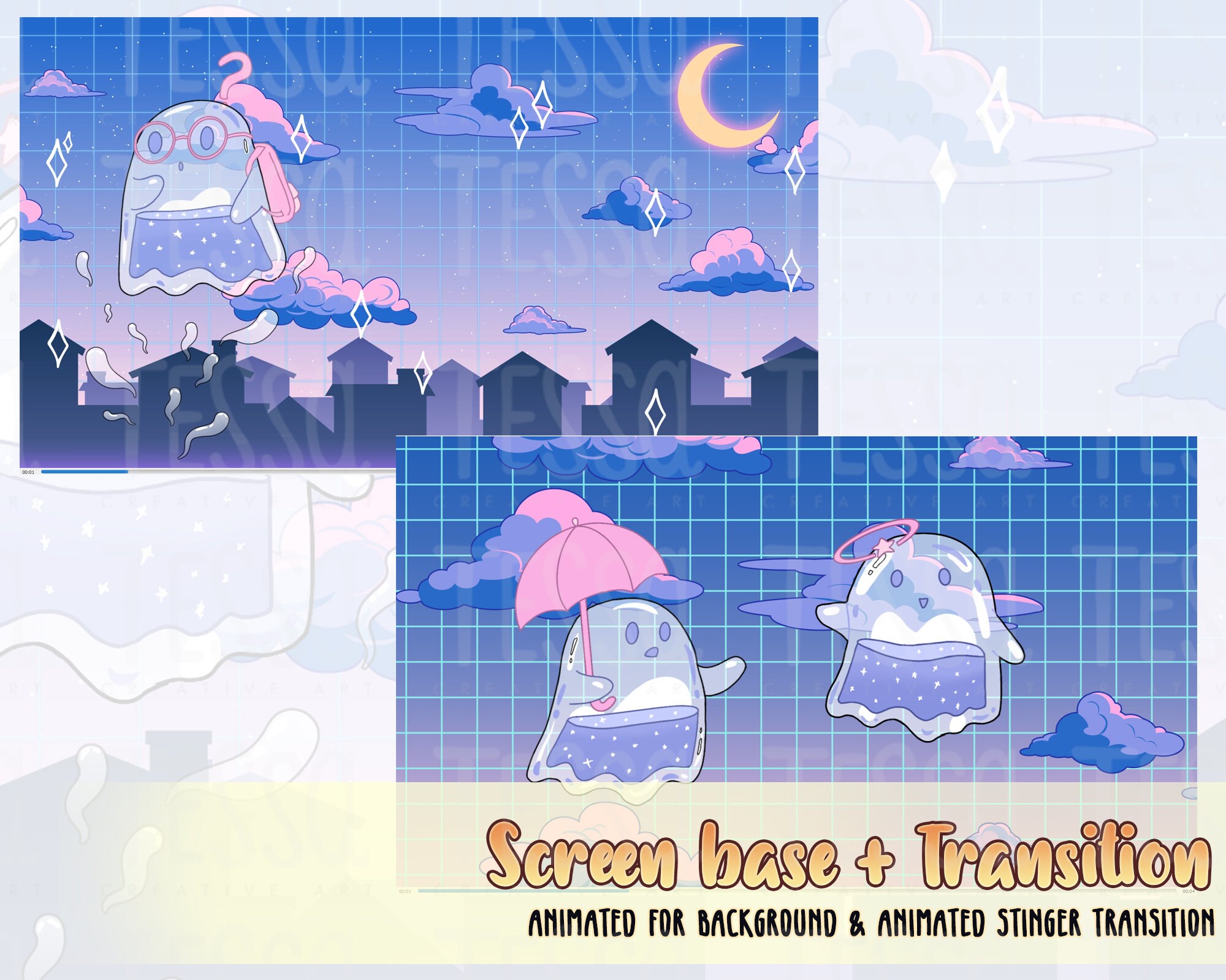 Animated Little Boo Night Twitch Package Twitch Cam Overlay | Etsy