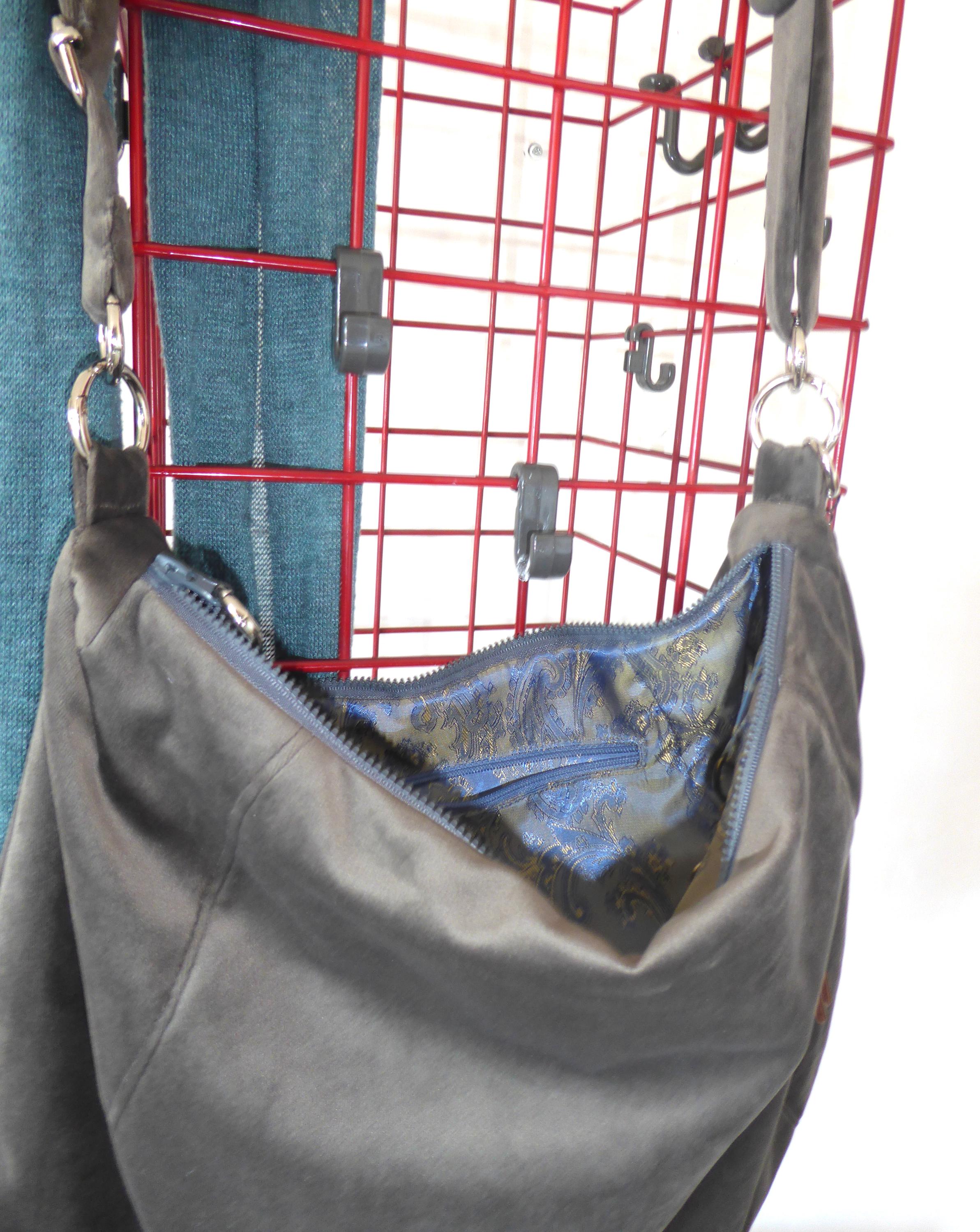 Large Velvet Hobo Bag/short Strap Plus Adjustable Velvet Strap/dark ...