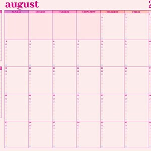 Funky Pink July 2024-july 2025 Google Sheets Calendar - Etsy