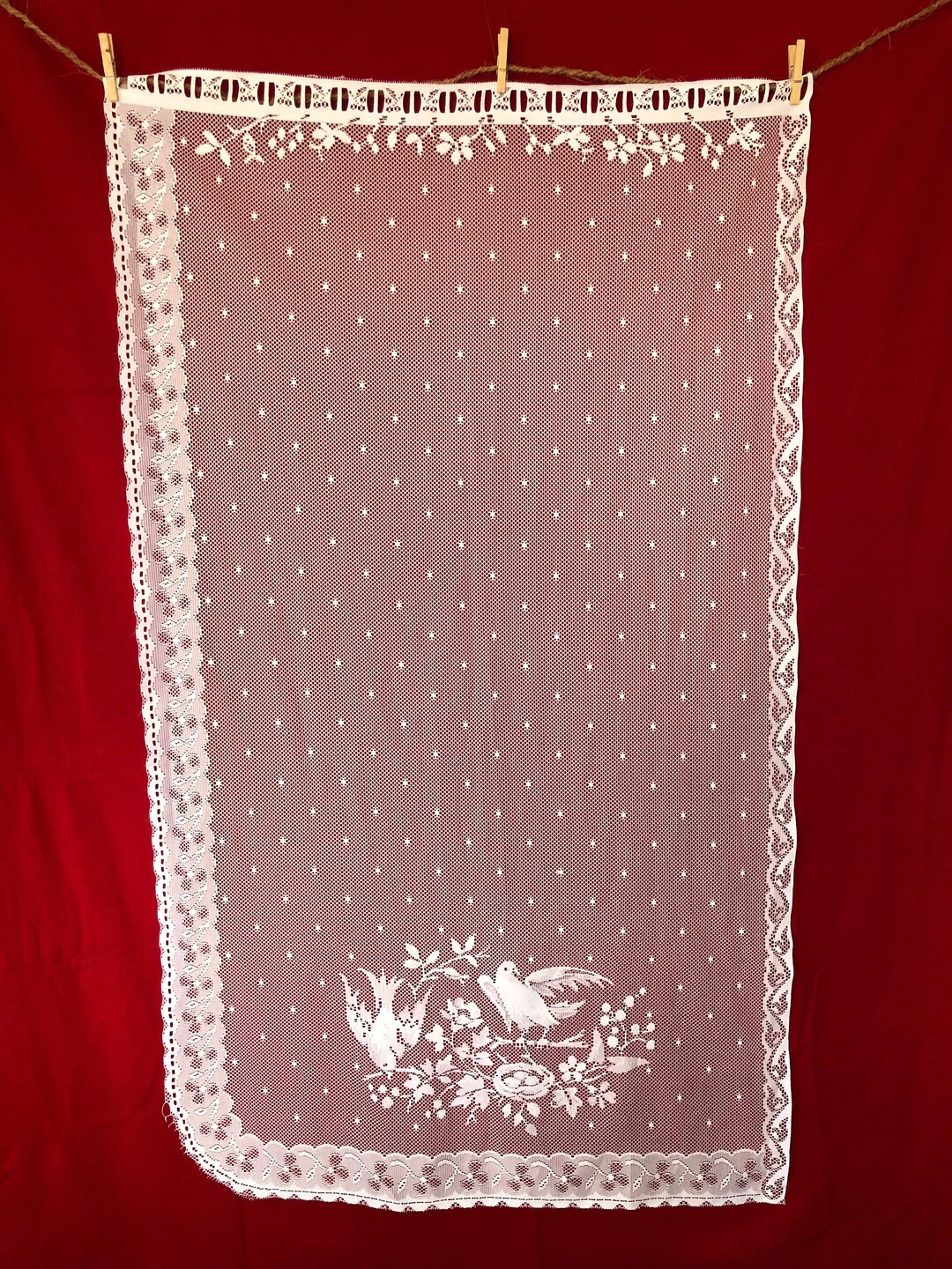 French Lace Curtain X 2 Window Panels L.88cm X H.154cm Curtain Couple ...