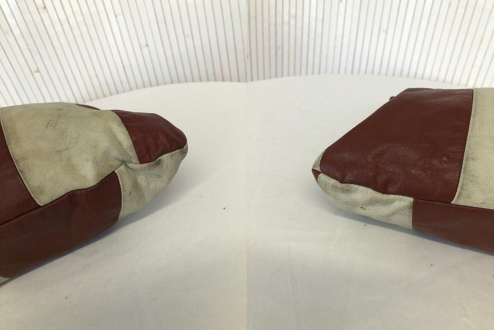 Vintage Two-tone Rustic Women's Bag Bakelite Handle Brown and Beige ...