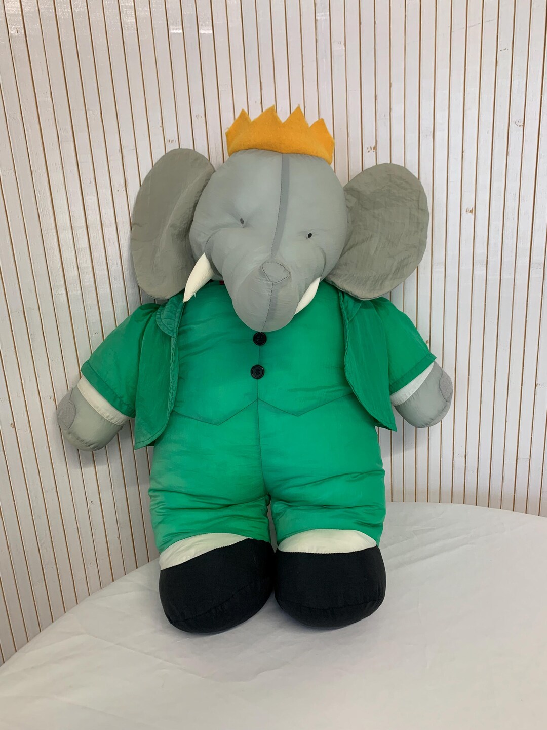 Large Vintage Babar Elephant Plush Toy, Soft and Fluffy, Vintage Babar ...