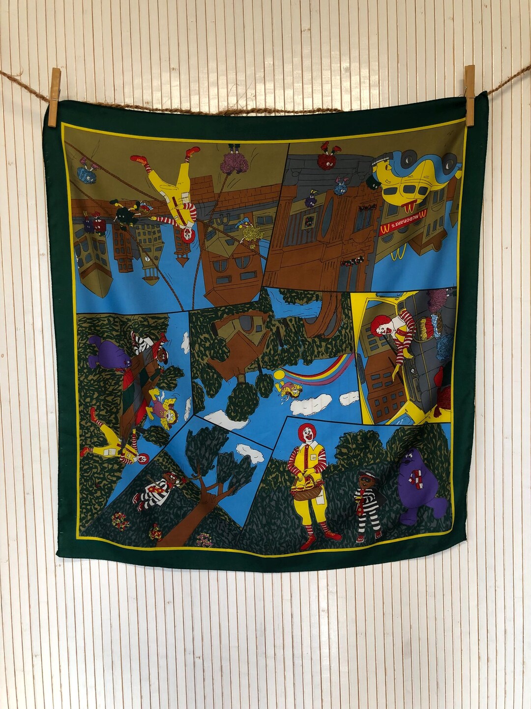Vintage Ronald Mc Donald Green Square Scarf Childhood Memory Gift for ...