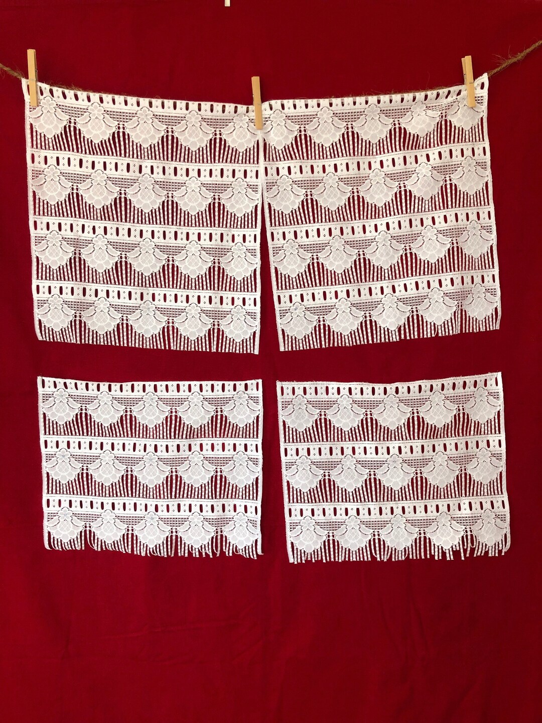 French Lace Curtain X 4 Window Panels L.44cm X H.48cm and 36cm Floral ...