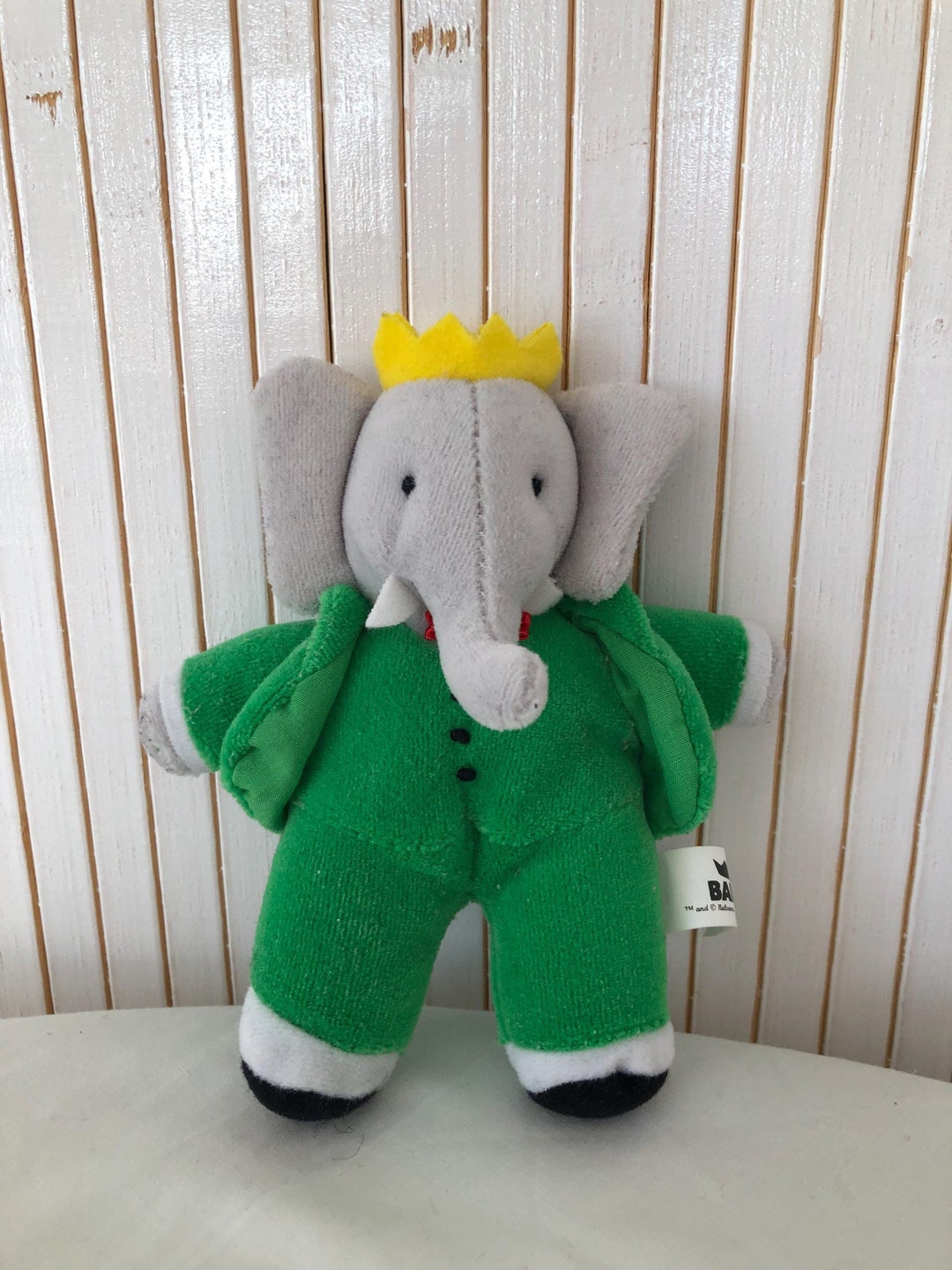 Small Vintage Elephant Babar Plush Collectible Babar Plush Green ...