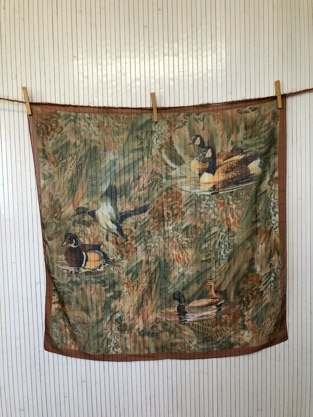 Square Silk Scarf Vintage Ducks Game Camouflage Transparent Scarf ...