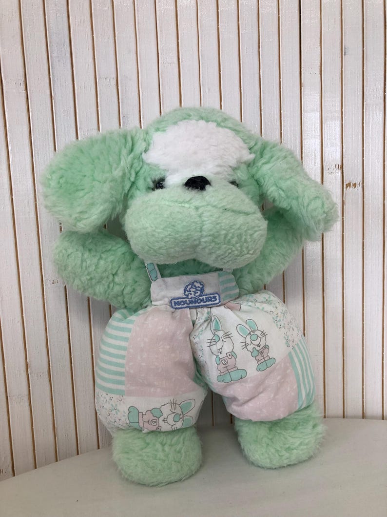 Vintage Green Dog Plush Teddy Bear Collectible Soft Toy Childhood ...