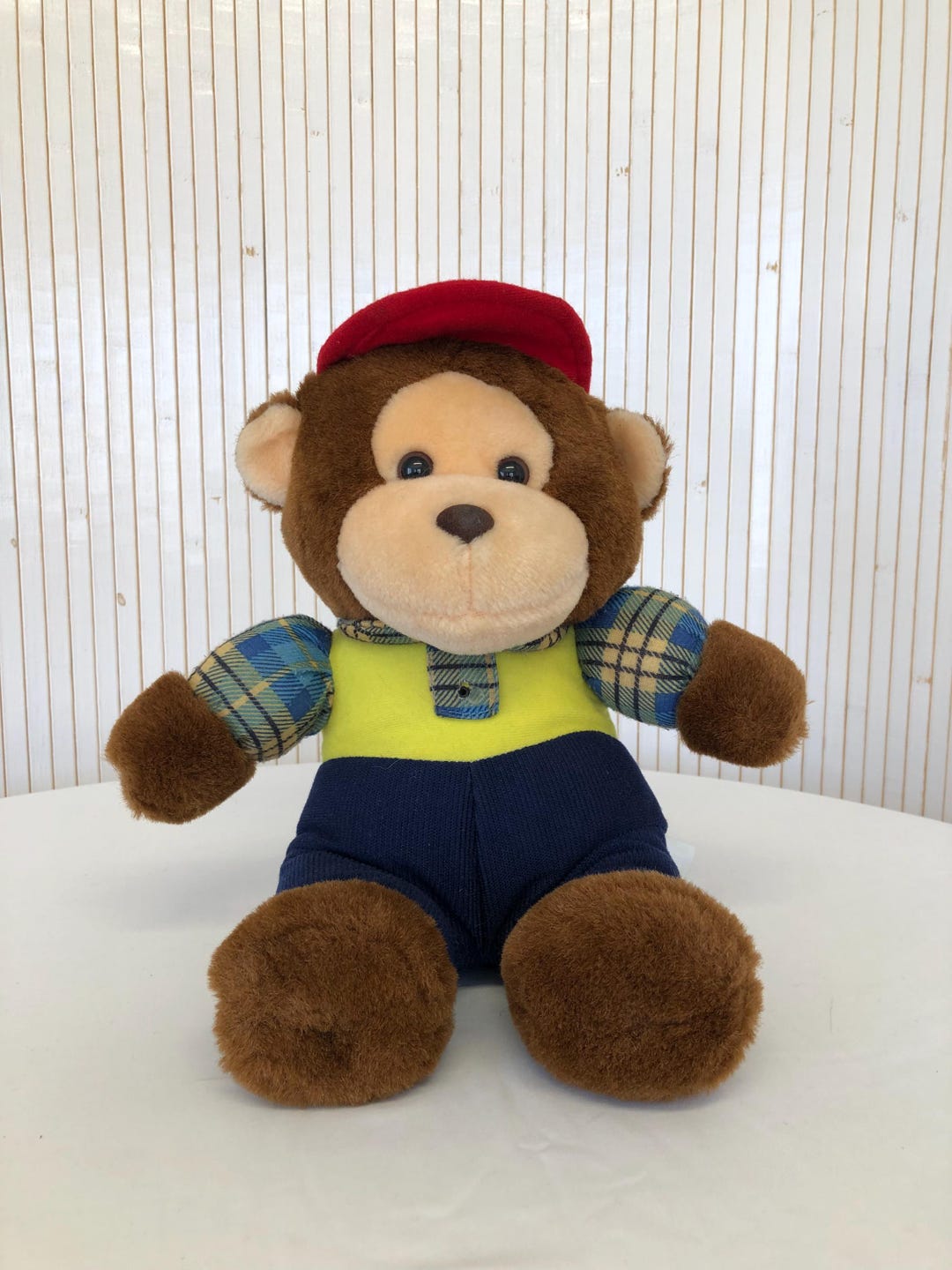 Vintage Whistling Monkey Plush Toy Collectible 80s Dressed Monkey ...