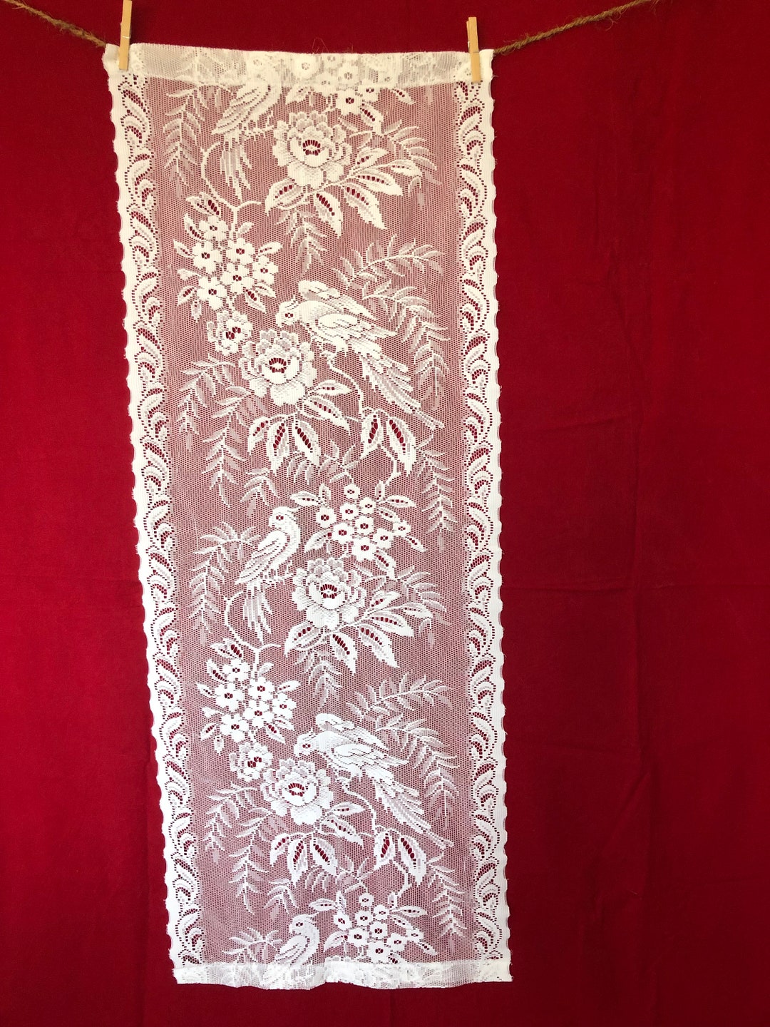 French Lace Curtain Window Panel L.57cm X H.154cm Curtain Parrot and ...