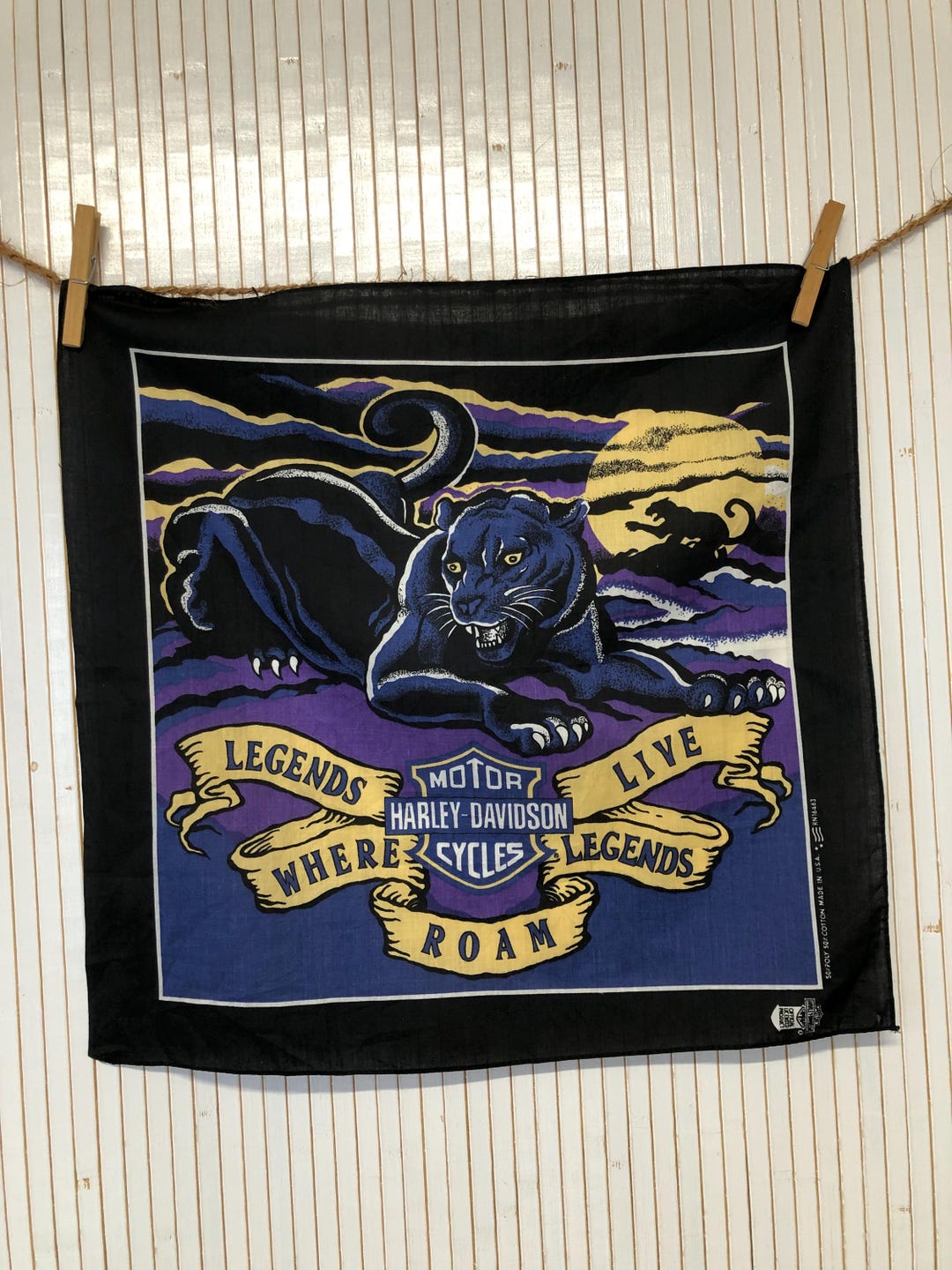 Harley Davidson Motor Cycles Scarf Vintage Cotton Square Bandana Biker ...