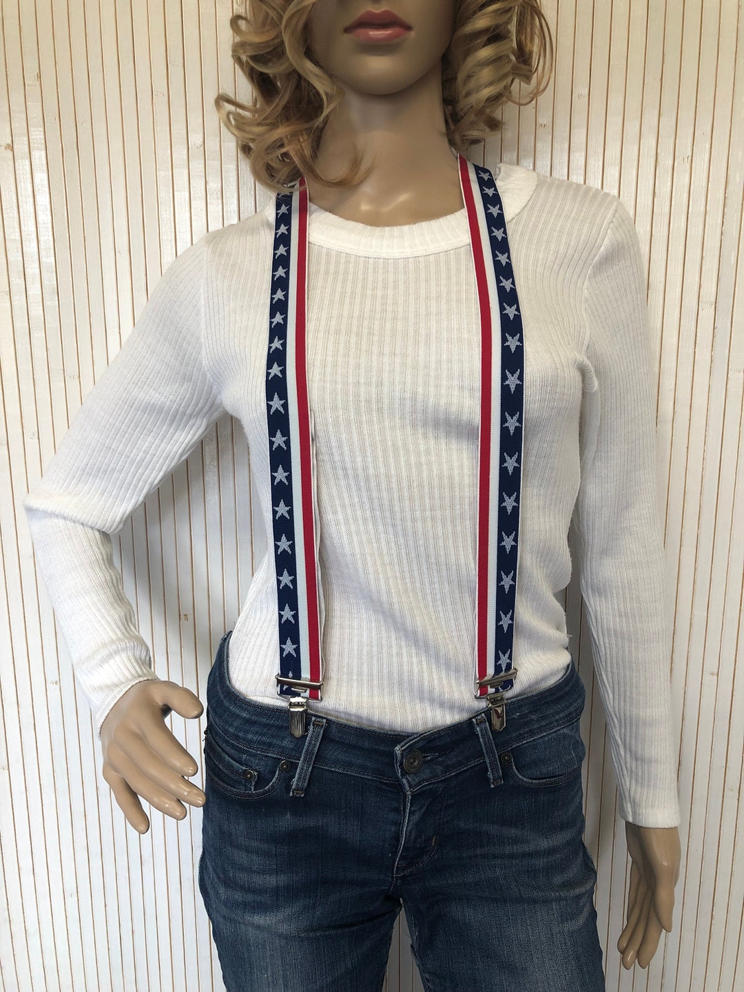 USA Suspenders American Flag Vintage Adult Adjustable Elastic Unisex ...