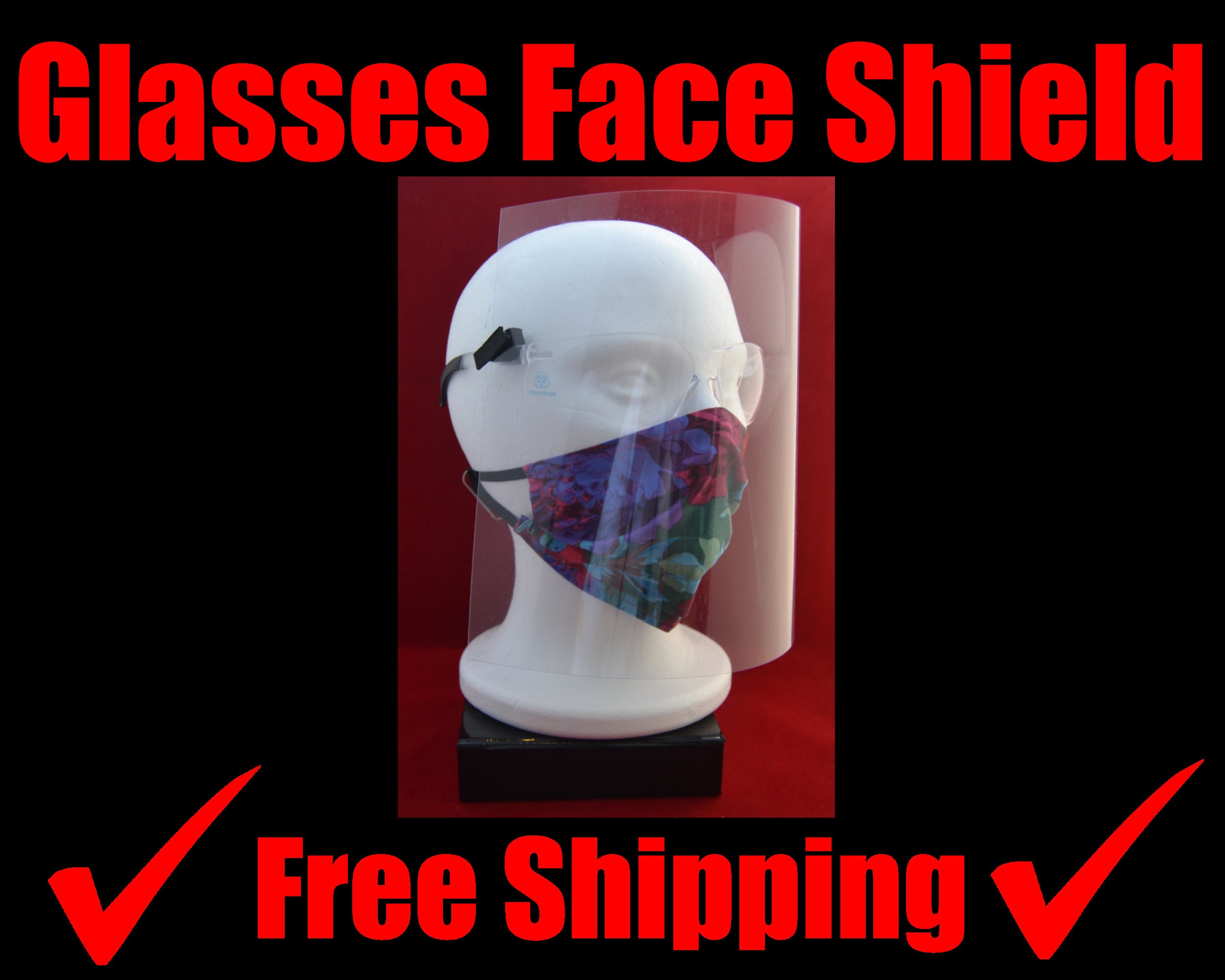 FACE SHIELD for GLASSES - Clips Onto Any Pair of Glasses - Clear Face ...