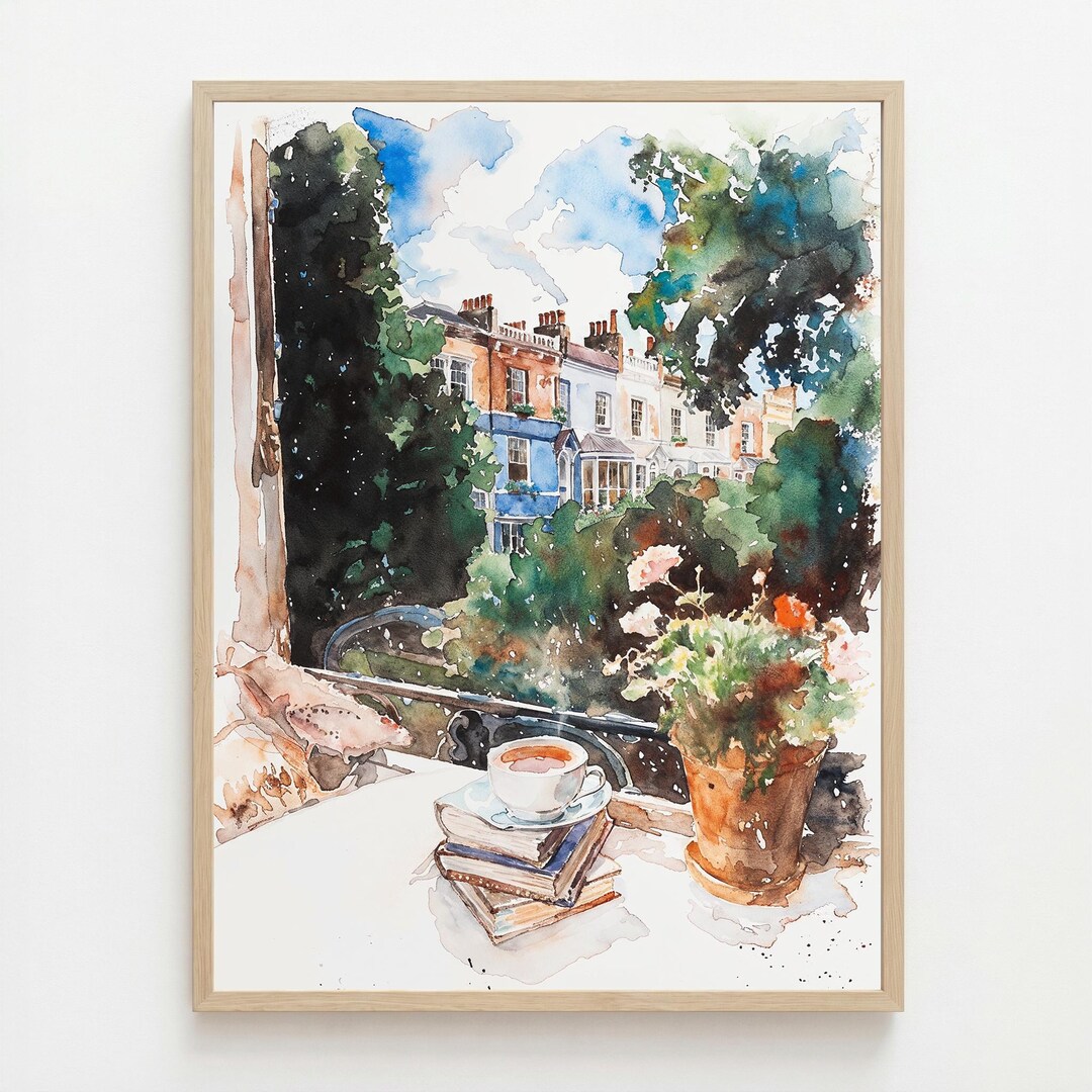 Notting Hill Garden Watercolor | London Townhouse Terrace Art | British ...