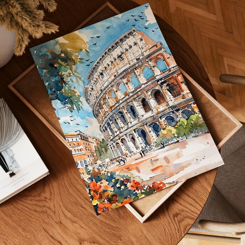 Colosseum Watercolor Print: Rome Architecture Wall Art - Etsy