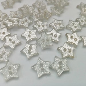 10 Glitter Silver Star Buttons 13mm Silver Stars for American Flag ...