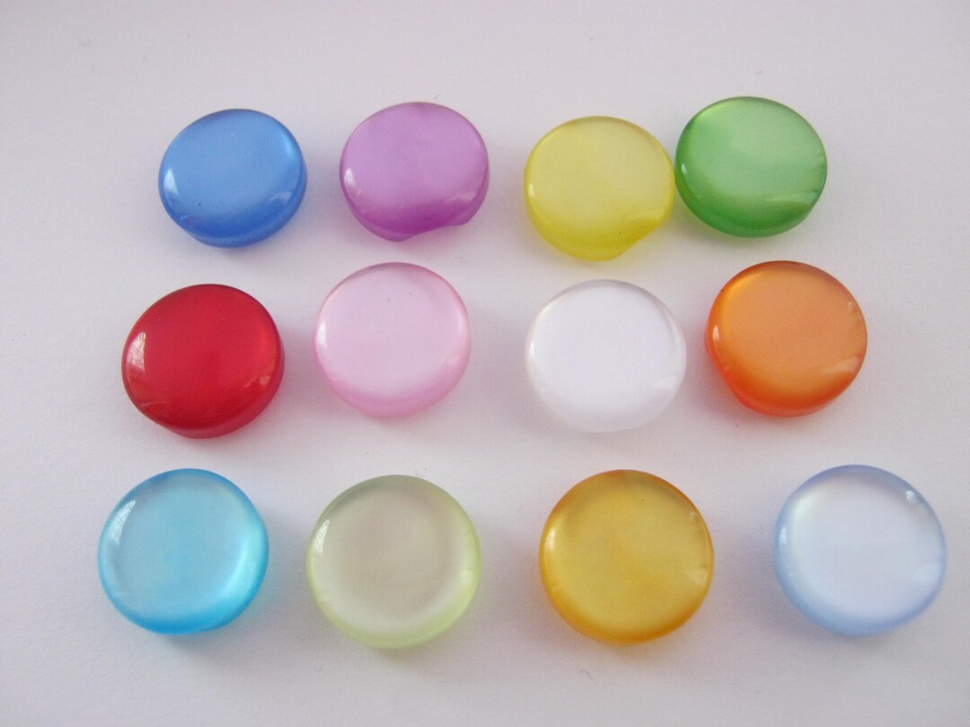 10 Flat Shank Buttons 12mm 1/2in Cat's Eye Buttons Pink Cerise Blue ...