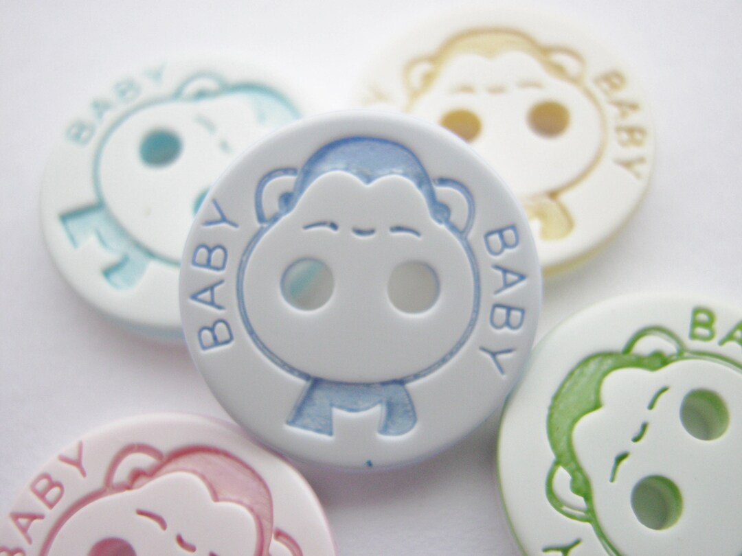 10 Baby Buttons 12mm 1/2in Baby Blue Pink Yellow Turquoise Green and ...