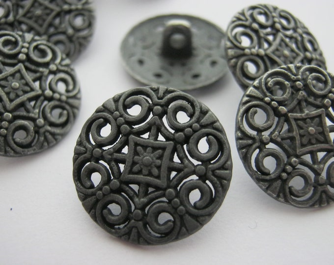 6 Metal Shank Buttons 18mm 3/4 Gunmetal Grey Lattice Buttons Knitting ...