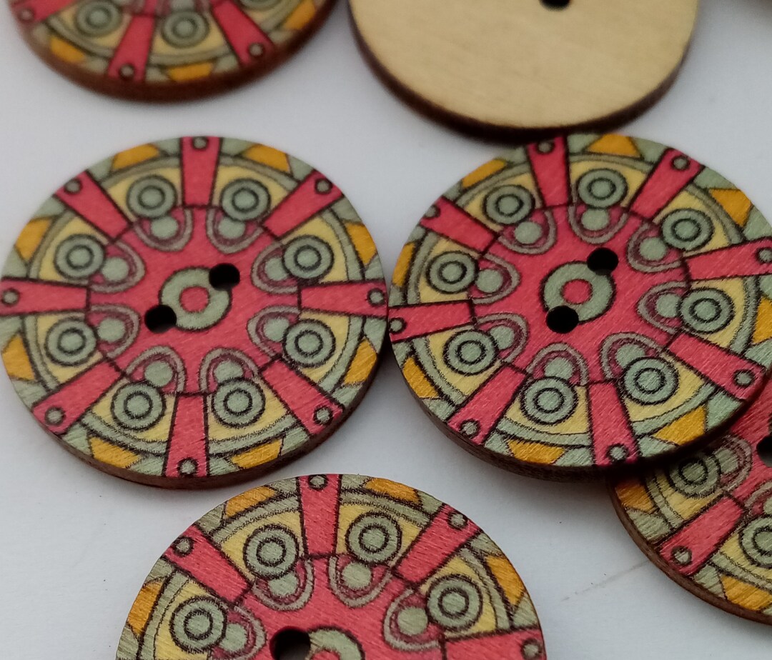Colourful Wheel Sewing Buttons 25mm 1 Large Focal Patterned Buttons for ...