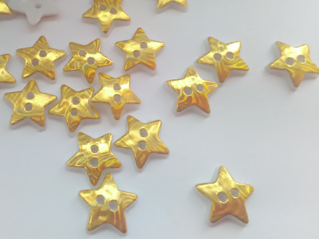 10 Gold or Silver Star Buttons 13mm 1/2 Acrylic - Etsy