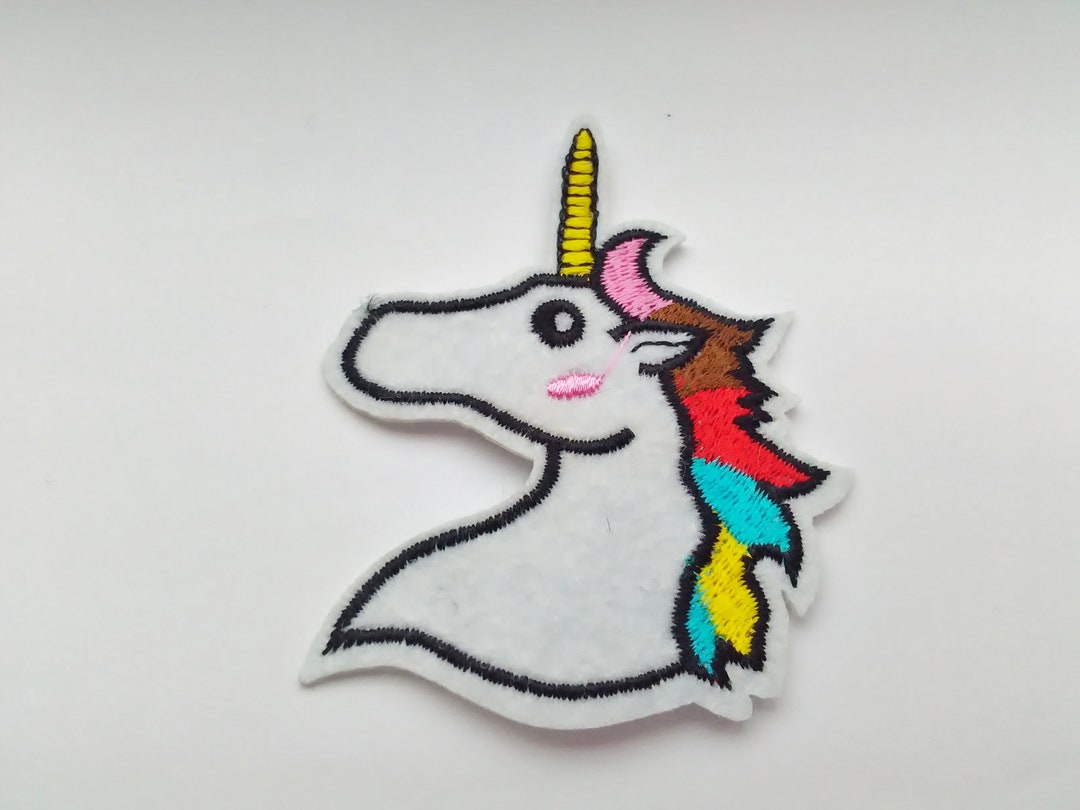 2 White Unicorn Patches Appliques Iron-on 70mm 2 1/2in Unicorn Head Patch for Girls Clothing ...